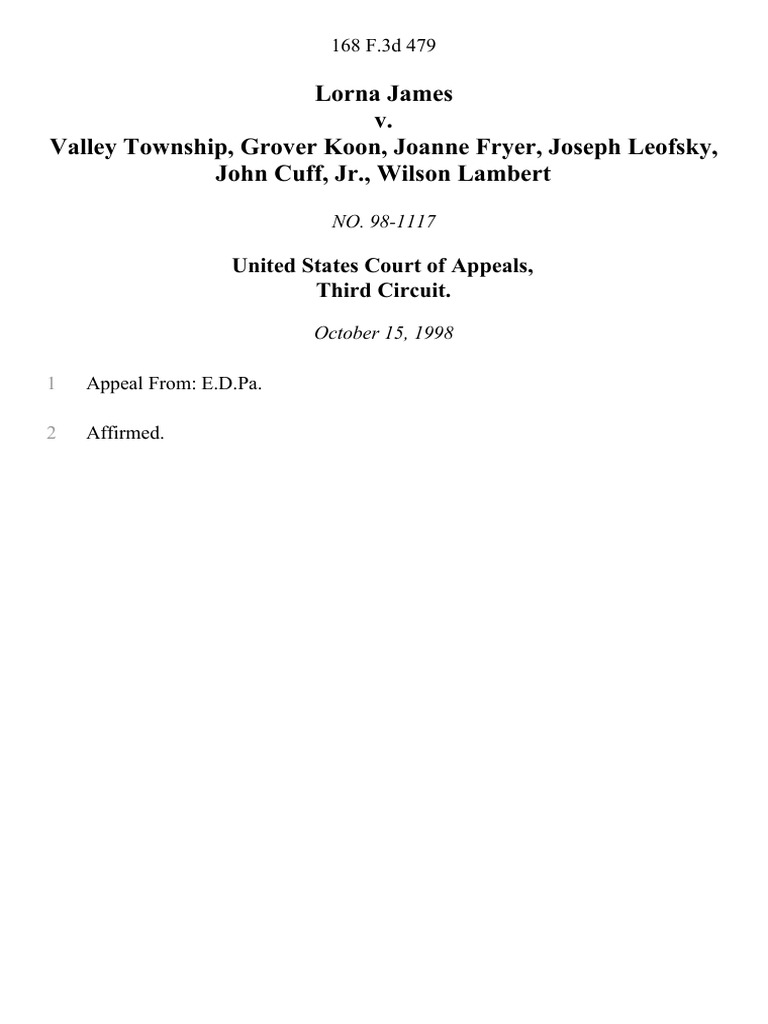 Lorna James v. Valley Township, Grover Koon, Joanne Fryer, Joseph ...