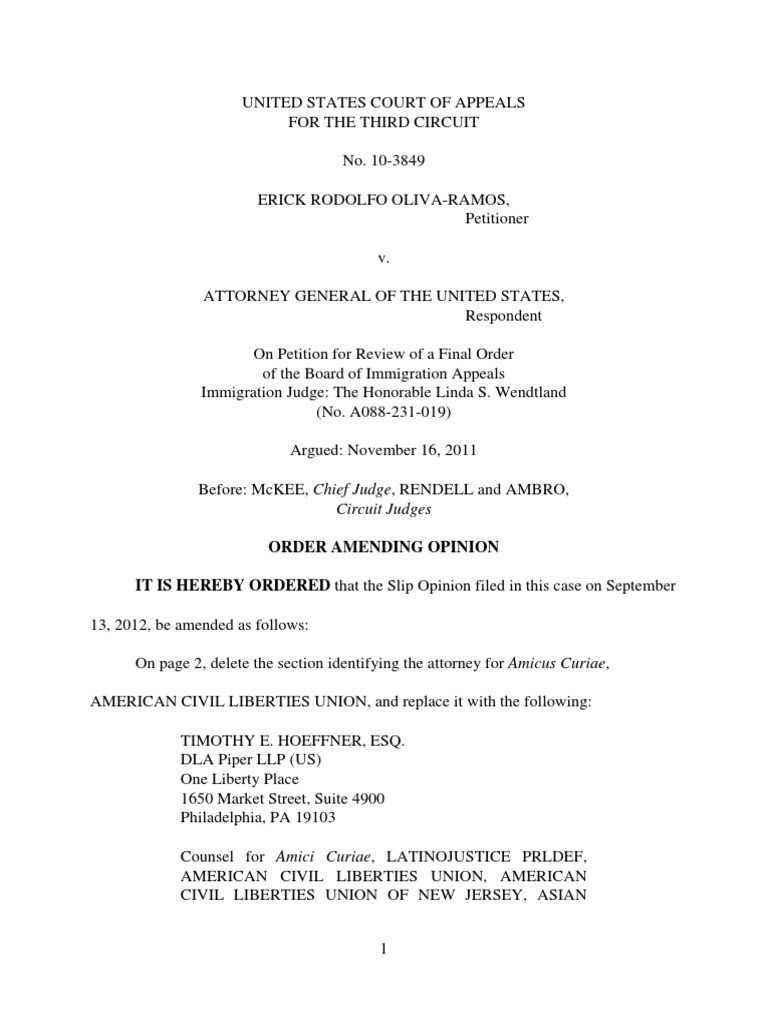 Order Amending Opinion in Oliva-Ramos Case | PDF
