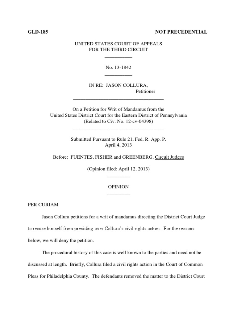 Jason Collura V., 3rd Cir. (2013) | PDF | Judicial Disqualification ...