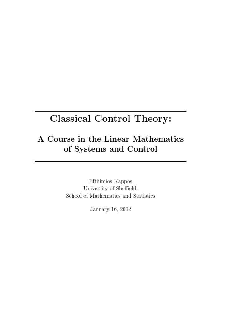 Classical Control Theory Linear Mathematics of Systems and Control | PDF | Eigenvalues And ...