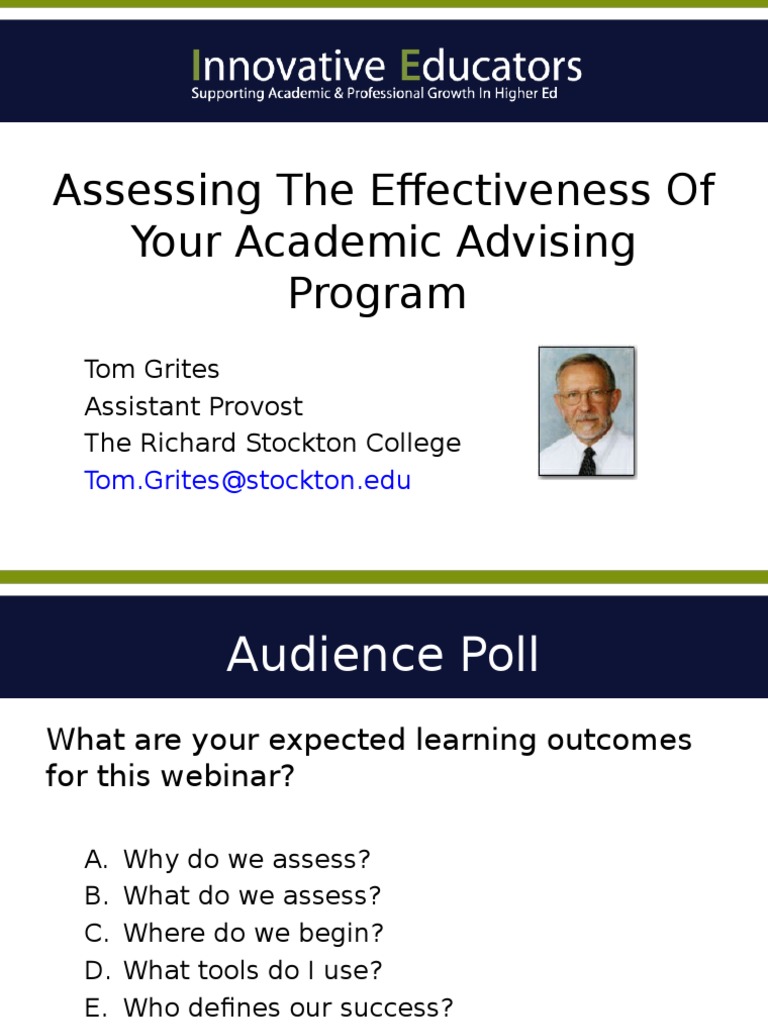 Academic Advising Assessment Guide | PDF | Educational Assessment ...
