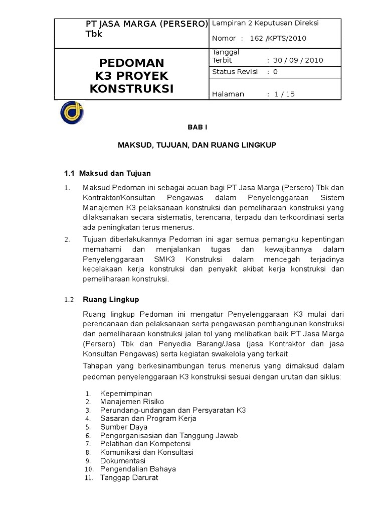 Pedoman K3 Proyek Konstruksi