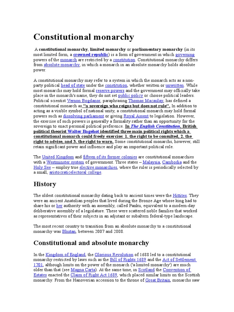 An Overview of Constitutional Monarchy: Types, History, and Modern ...