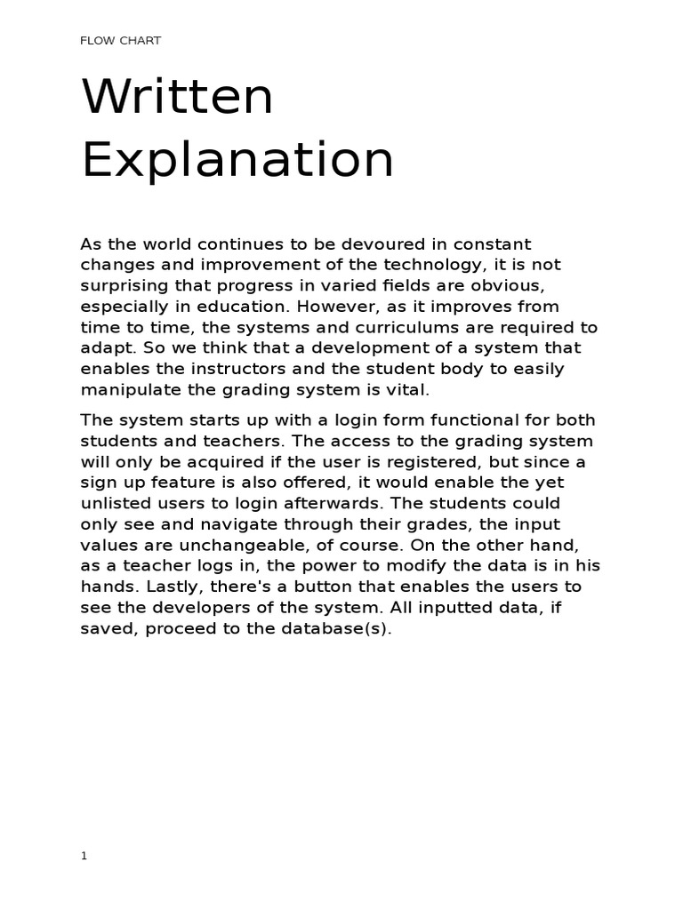 Written Explanation: Flow Chart | PDF