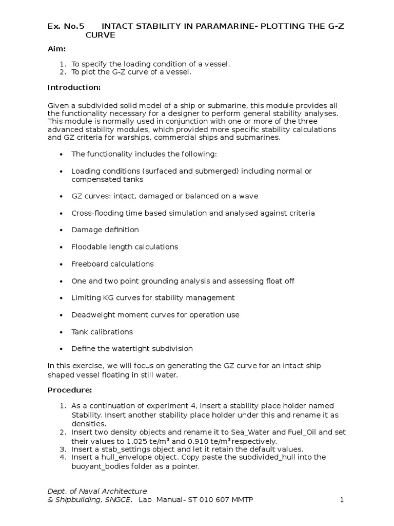 Generating and Analyzing the Intact GZ Curve for a Ship Model in ...