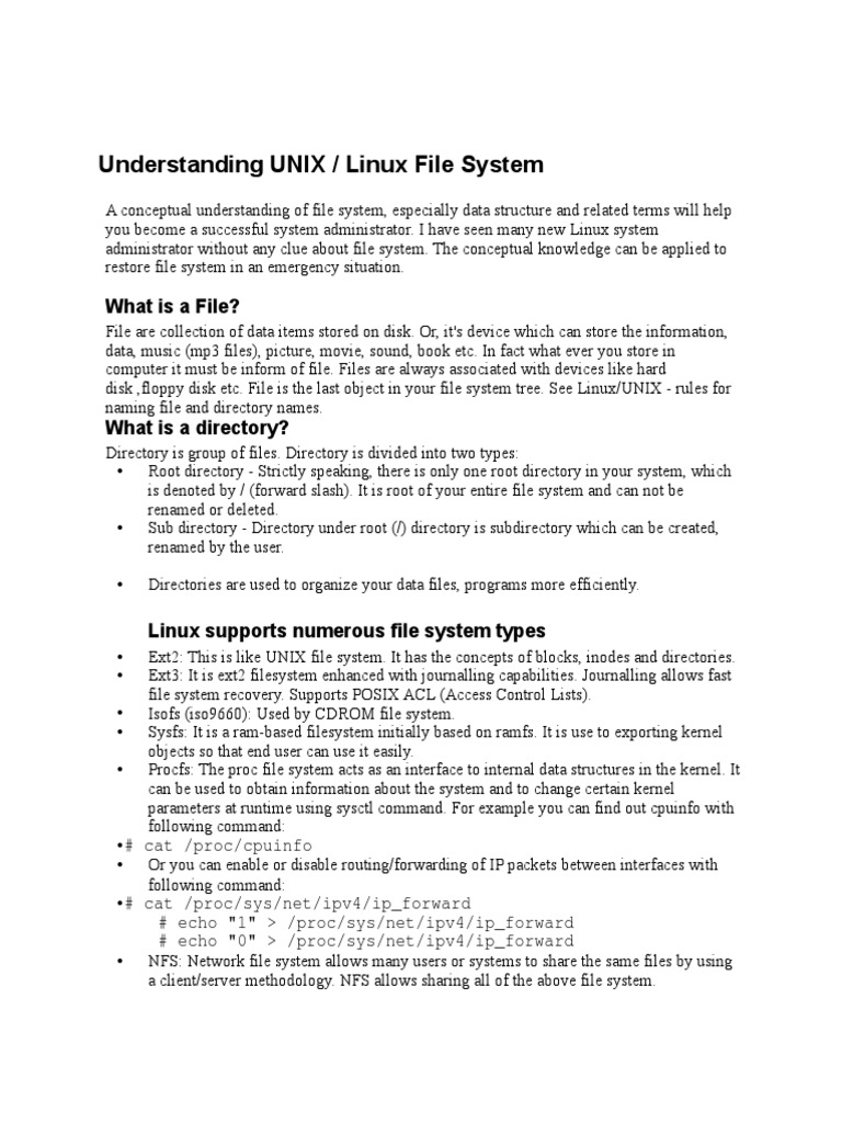 Understanding Unix Linux File System What Is A File Pdf File System Computer File