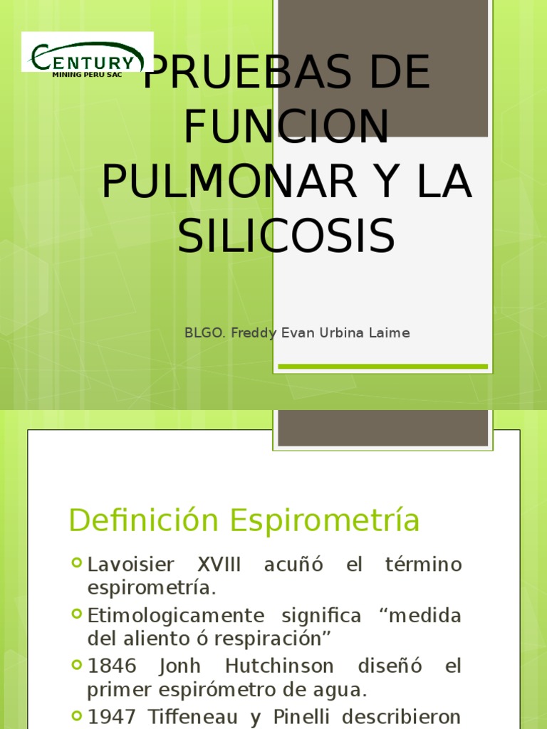 Pruebas de Funcion Pulmonar y La Silicosis | PDF | Especialidades Medicas | Medicina CLINICA