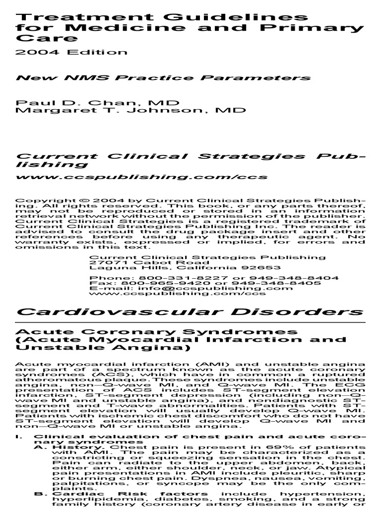 Treatment Guidelines For Medicine and Primary Care: Current Clinical ...