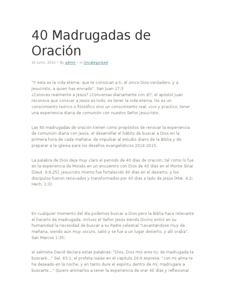 40 Madrugadas de Oración | PDF | Oración | Juan el apóstol