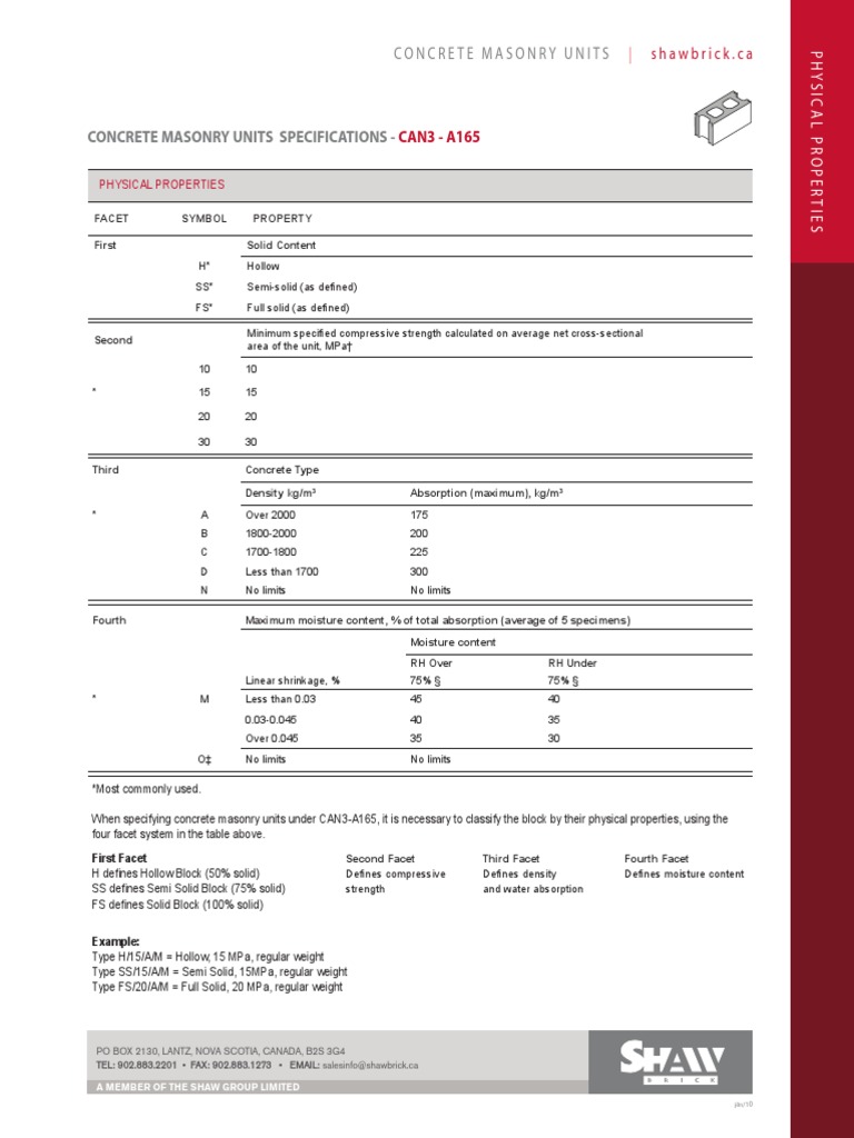 Concrete Masonry Units Specifications - : CAN3 - A165 | PDF