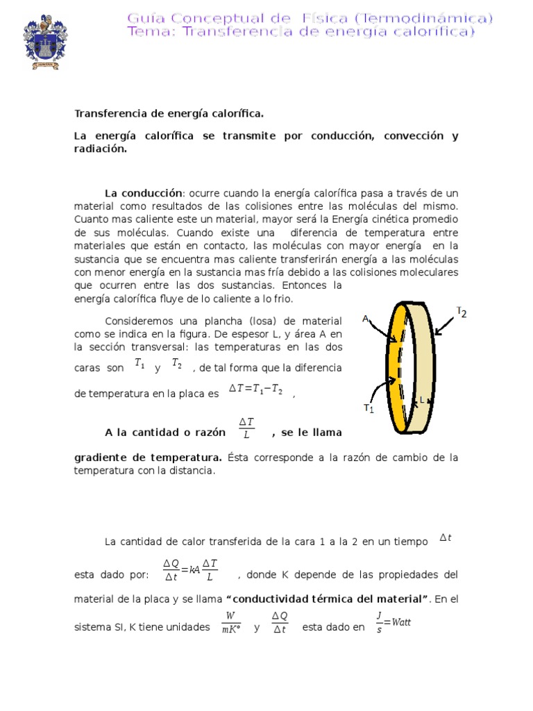 Transferencia de Energía Calorífica | PDF