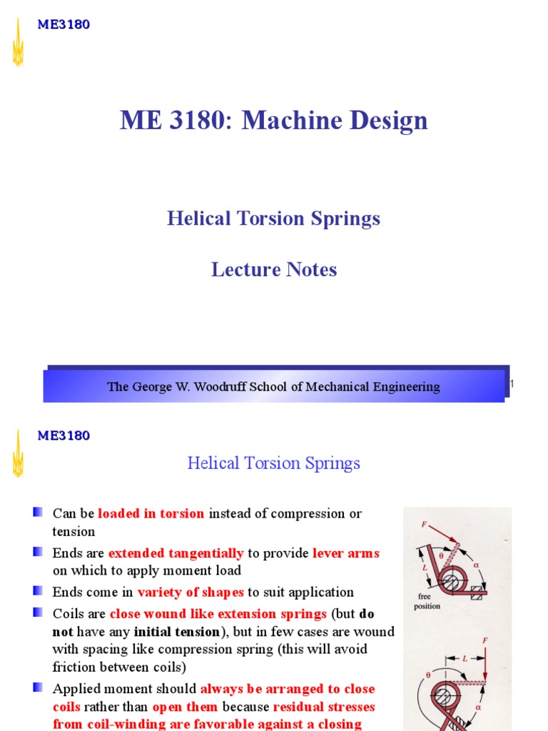 Helical Torsion Springs | PDF | Bending | Helix