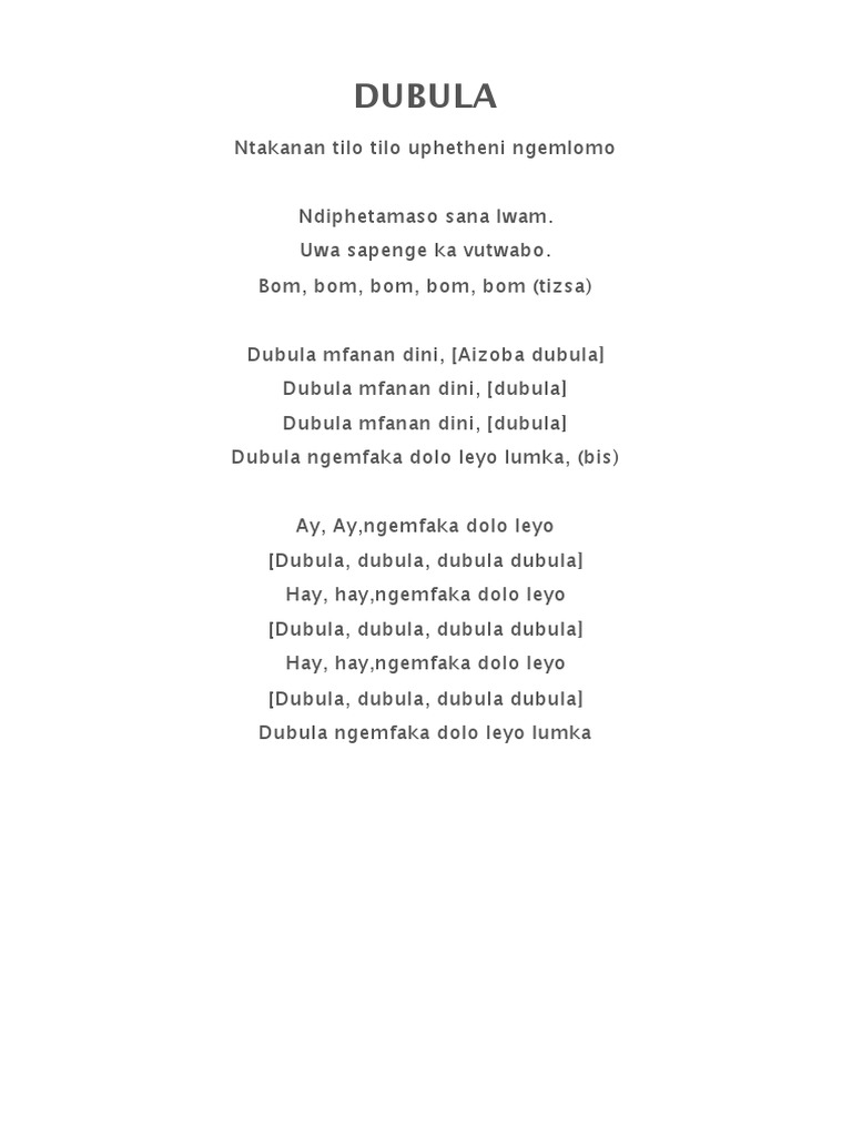 Letra Dubula | PDF