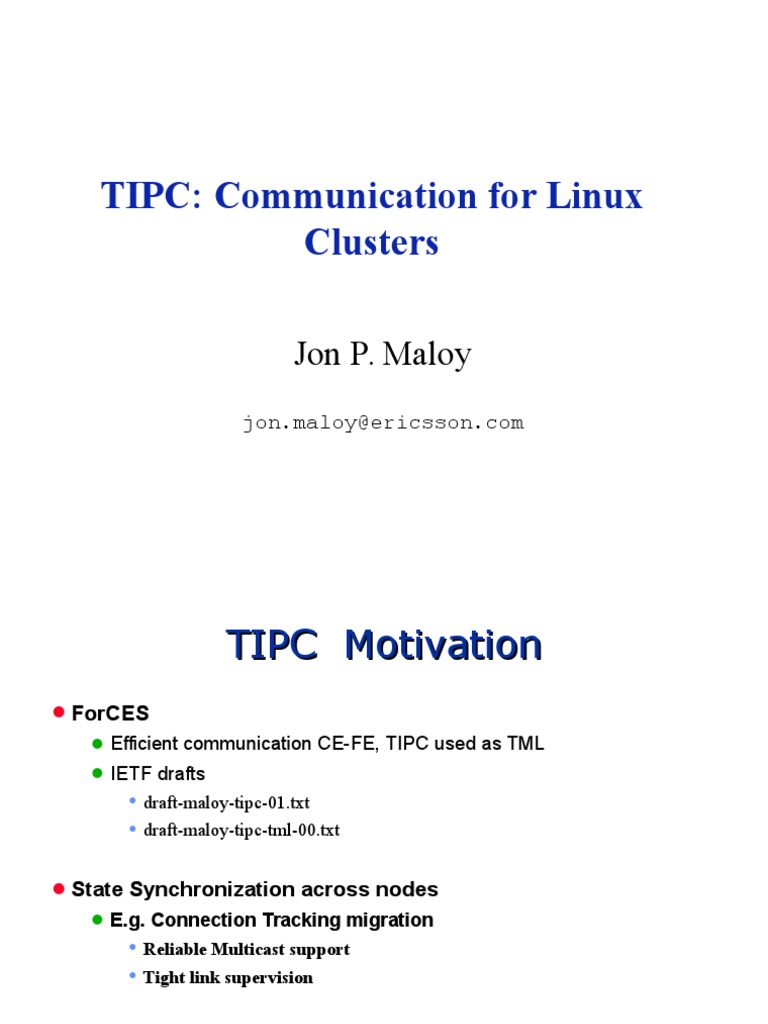 TIPC: Linux Cluster Communication Protocol | PDF | Network Congestion ...