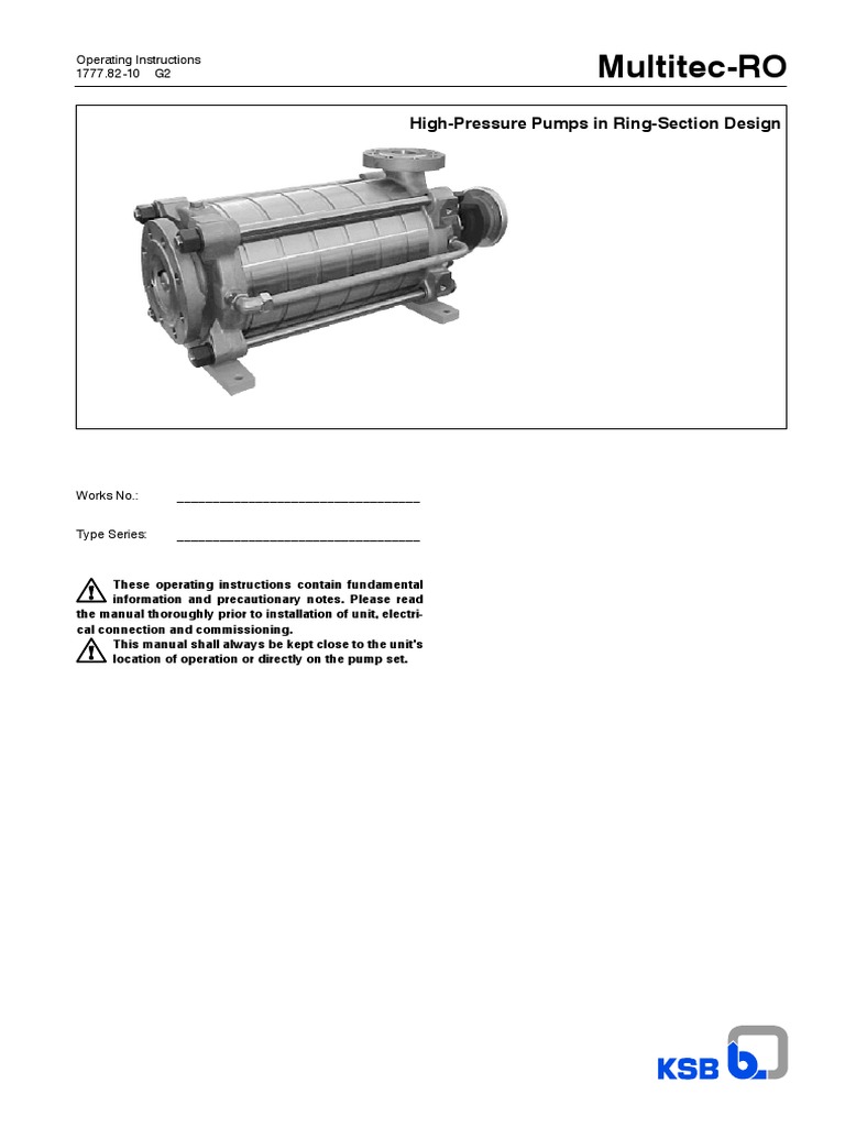 Multitec RO - 1777.82-10 Instruciones de Operación | PDF | Bearing ...