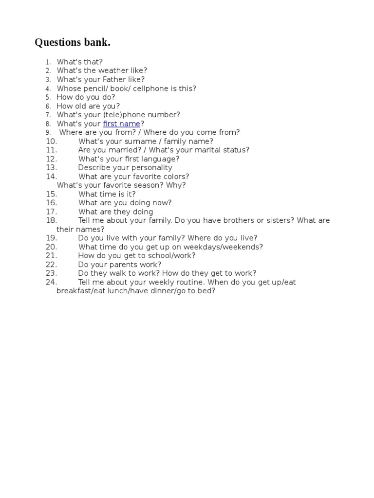 Questions Bank.: First Name | PDF