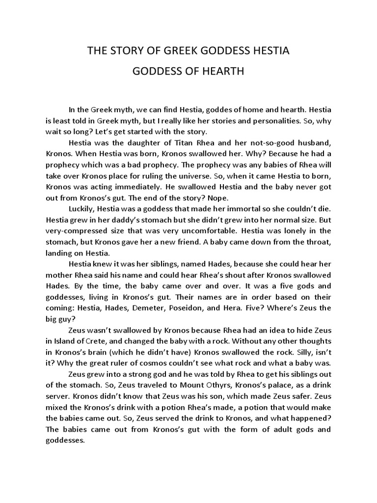 The Story of Hestia | PDF | Zeus | Hades