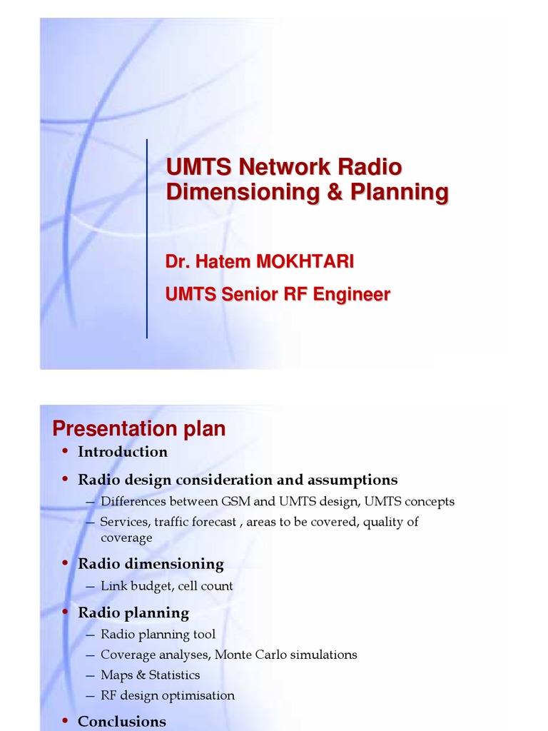 UMTS Radio DimensionIng and Planning | PDF | Gsm | General Packet Radio ...