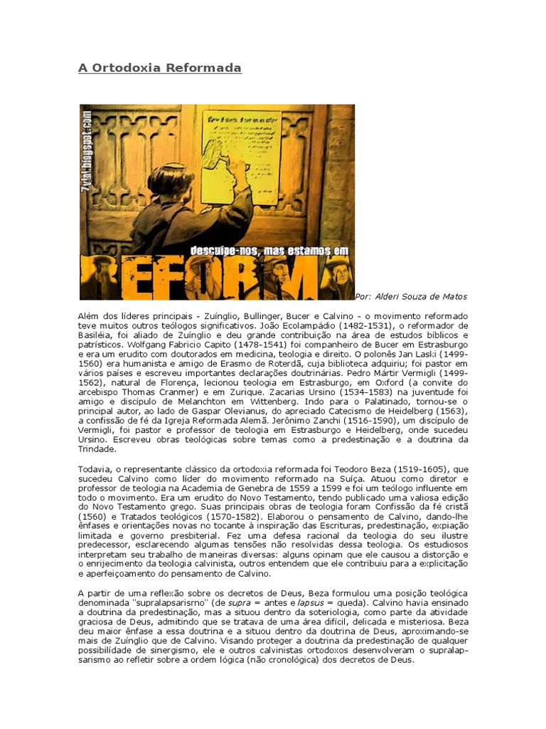 A Ortodoxia Reformada | PDF | Calvinismo | Teologia sistemática