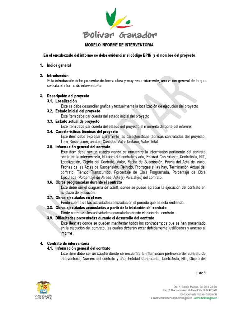 6 Modelo Informe Interventoria | Calidad (Negocios) | Business