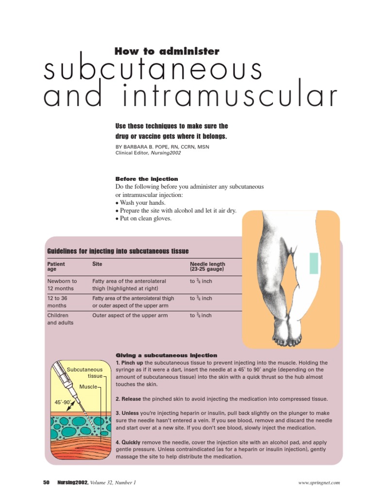 Subq and Im Injections | PDF | Injection (Medicine) | Medical Treatments