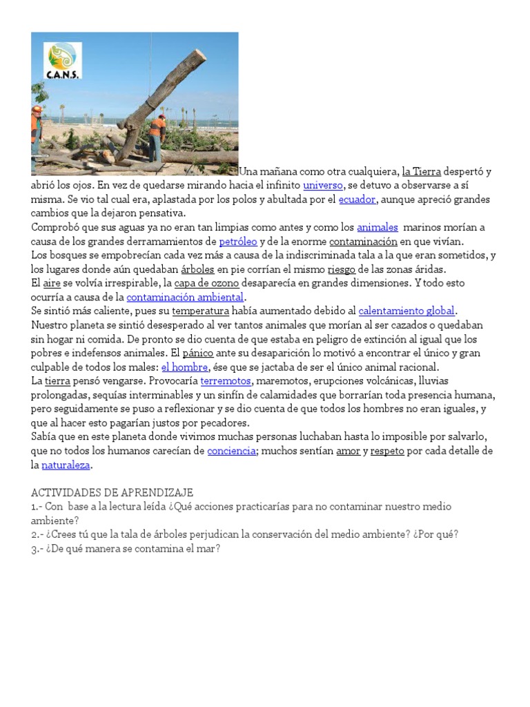 Lecturas Sobre El Medio Ambiente | Naturaleza | Aprendizaje