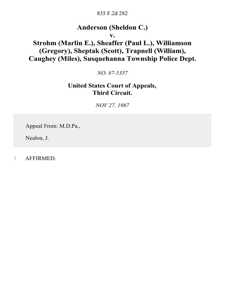 Anderson (Sheldon C.) v. Strohm (Marlin E.), Sheaffer (Paul L ...