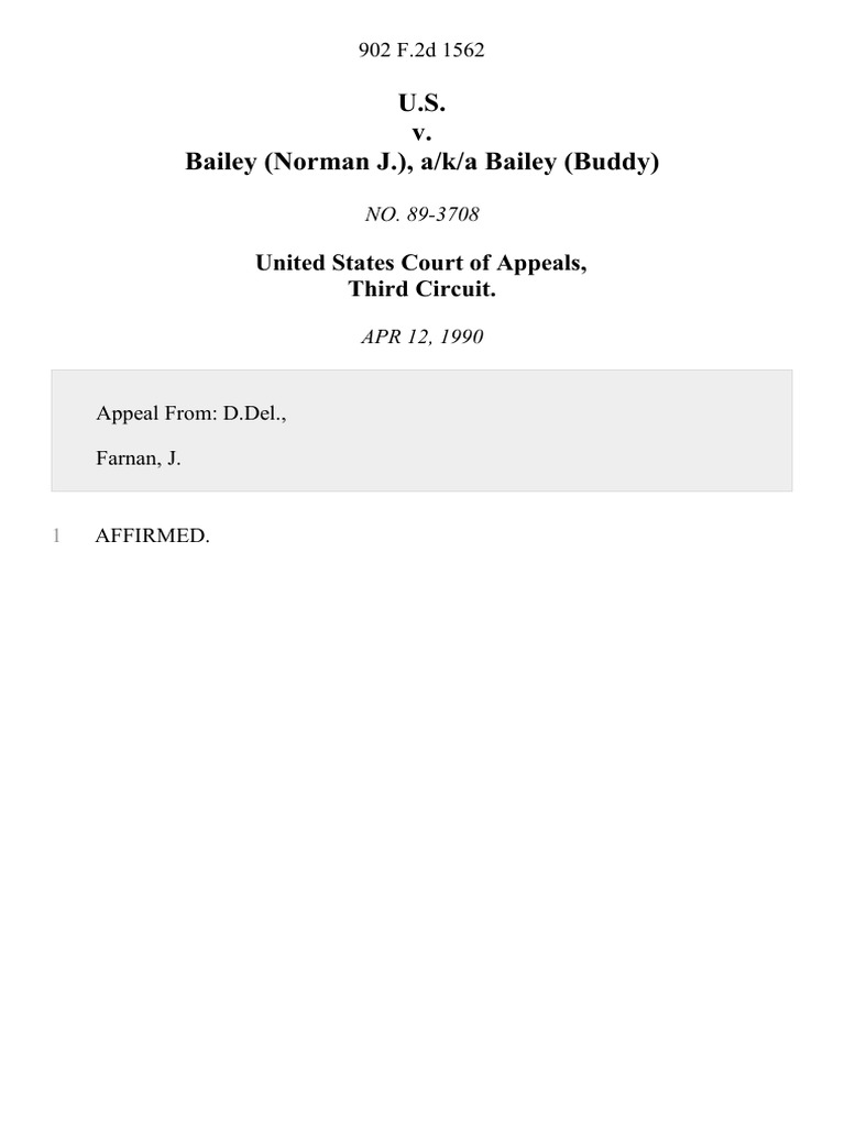 United States v. Bailey (Norman J.), A/K/A Bailey (Buddy), 902 F.2d ...
