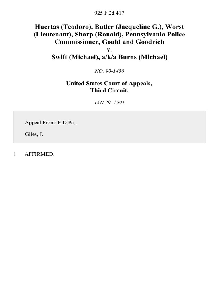 Huertas (Teodoro), Butler (Jacqueline G.), Worst (Lieutenant), Sharp ...