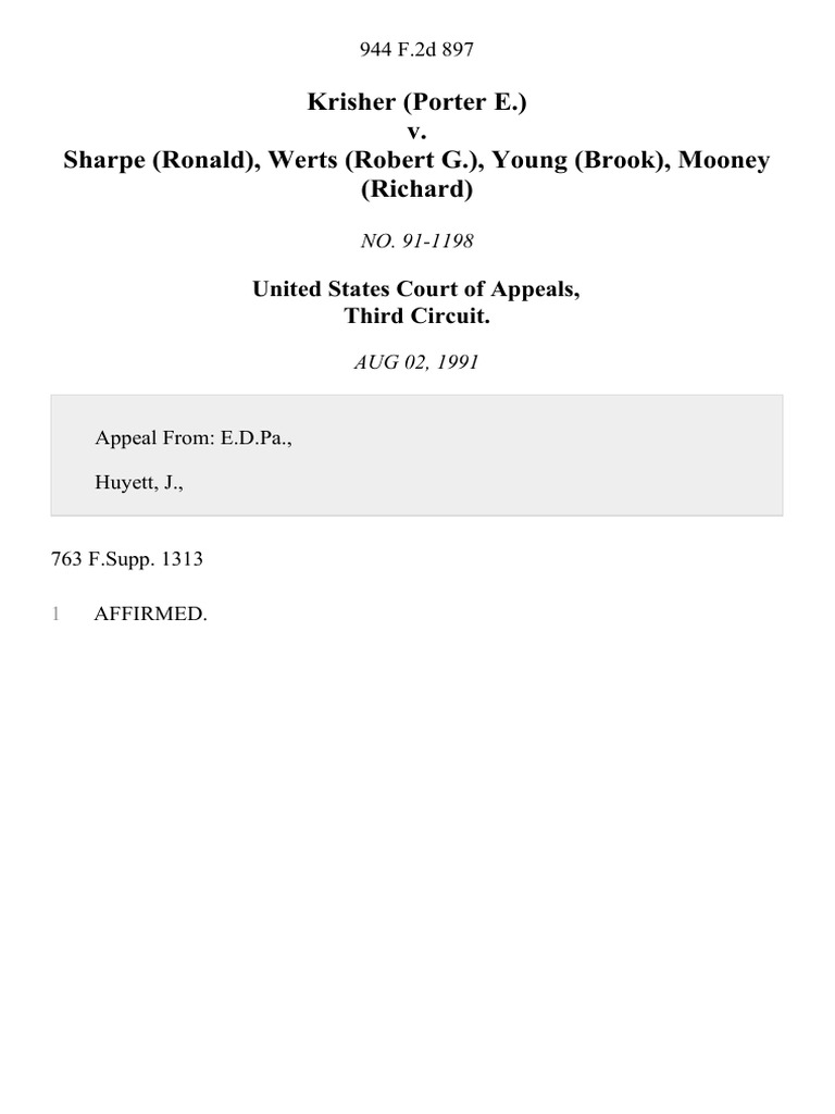 Krisher (Porter E.) v. Sharpe (Ronald), Werts (Robert G.), Young (Brook ...