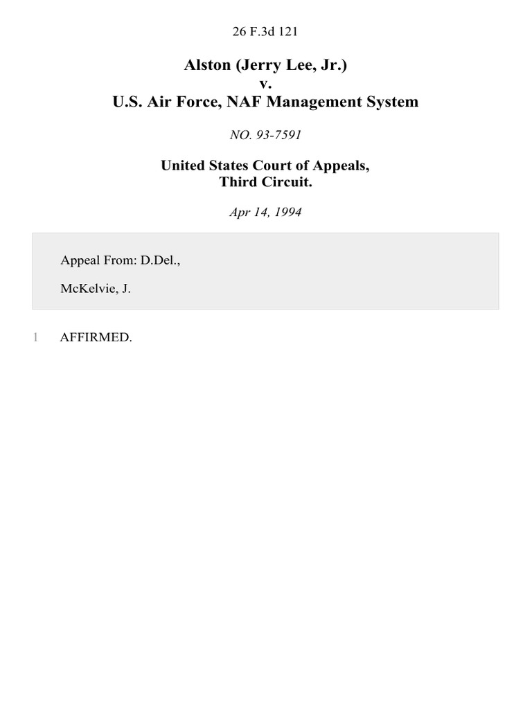 Alston (Jerry Lee, JR.) v. U.S. Air Force, Naf Management System, 26 F ...