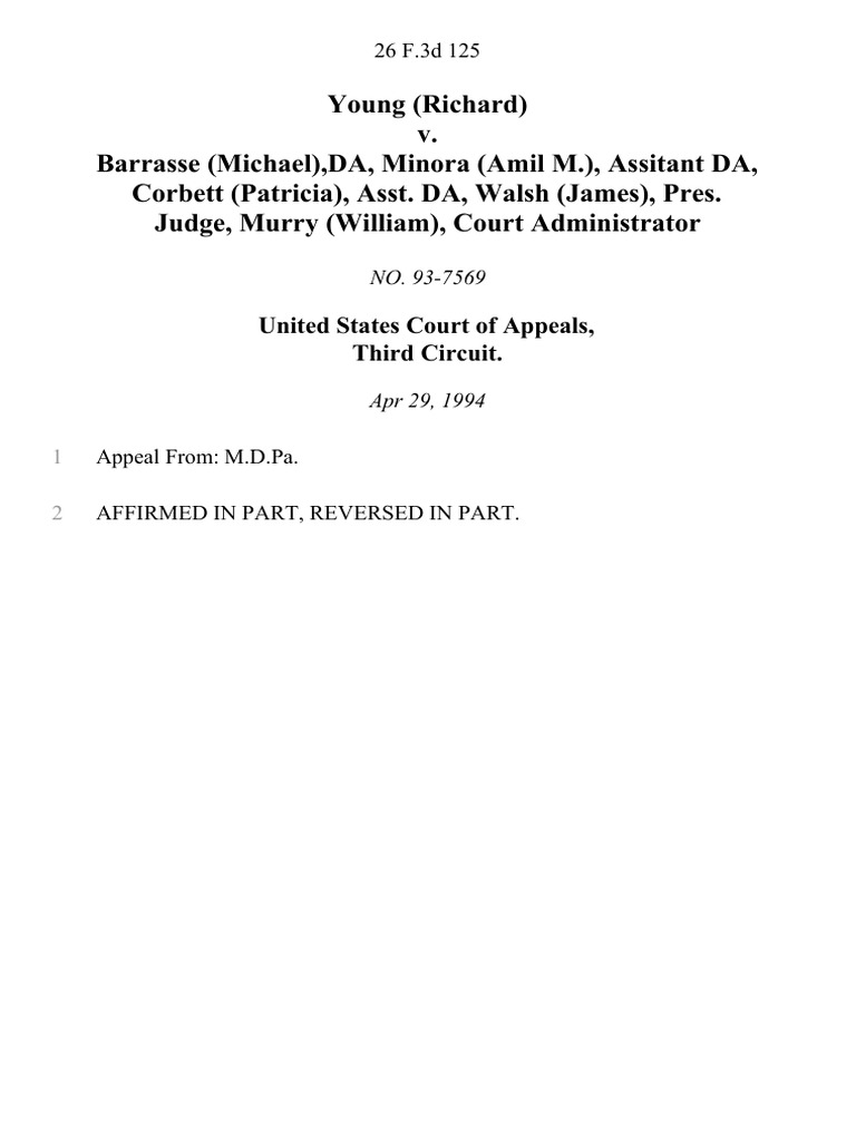 Young (Richard) v. Barrasse (Michael), Da, Minora (Amil M.), Assitant ...