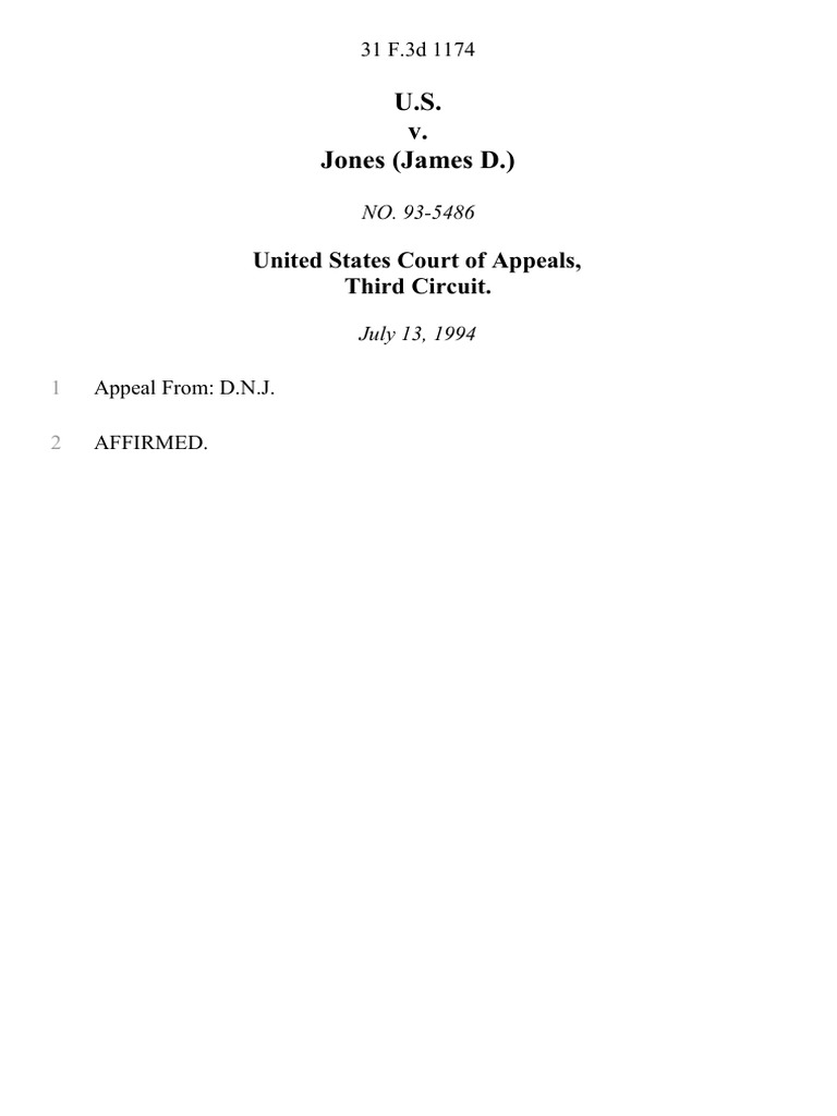 United States v. Jones (James D.), 31 F.3d 1174, 3rd Cir. (1994) | PDF