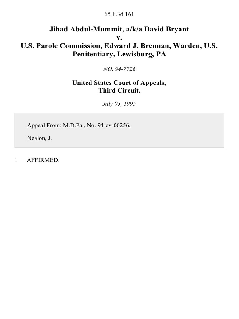 Jihad Abdul-Mummit, A/k/a David Bryant v. U.S. Parole Commission ...