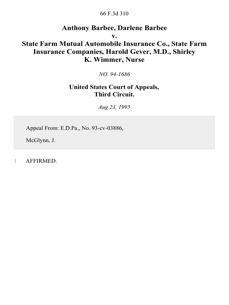 Anthony Barbee, Darlene Barbee v. State Farm Mutual Automobile ...