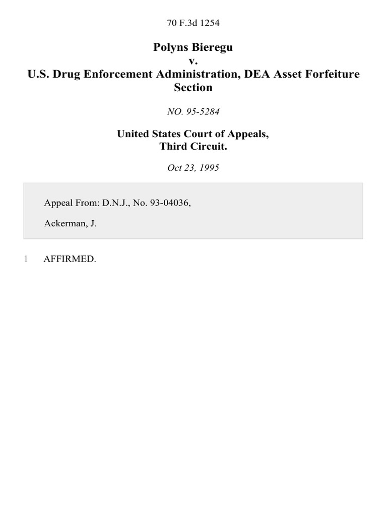 Polyns Bieregu v. DEA Asset Forfeiture | PDF | Law