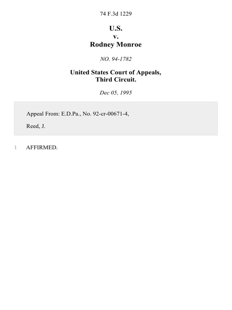 United States v. Rodney Monroe, 74 F.3d 1229, 3rd Cir. (1995) | PDF