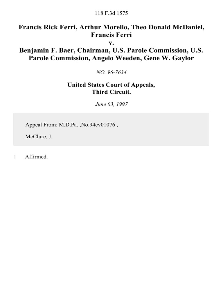 Francis Rick Ferri, Arthur Morello, Theo Donald McDaniel Francis Ferri ...