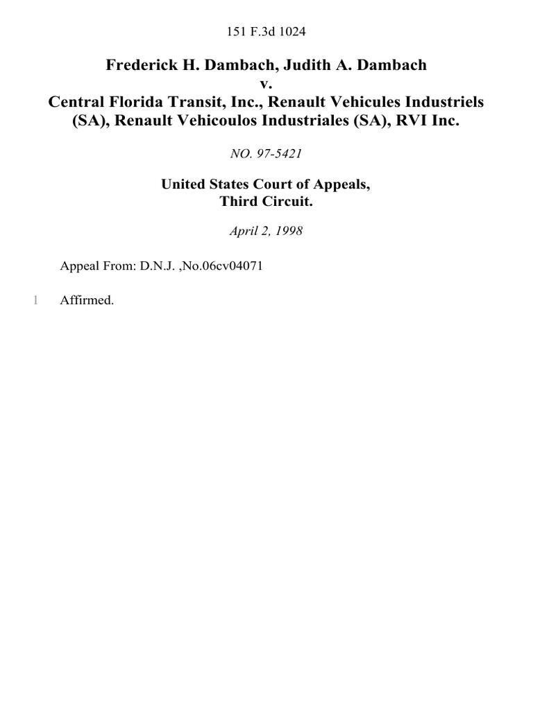Frederick H. Dambach, Judith A. Dambach v. Central Florida Transit, Inc ...