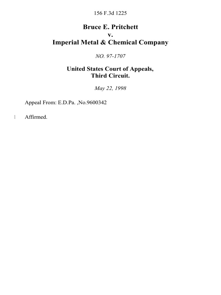 Bruce E. Pritchett v. Imperial Metal & Chemical Company, 156 F.3d 1225 ...