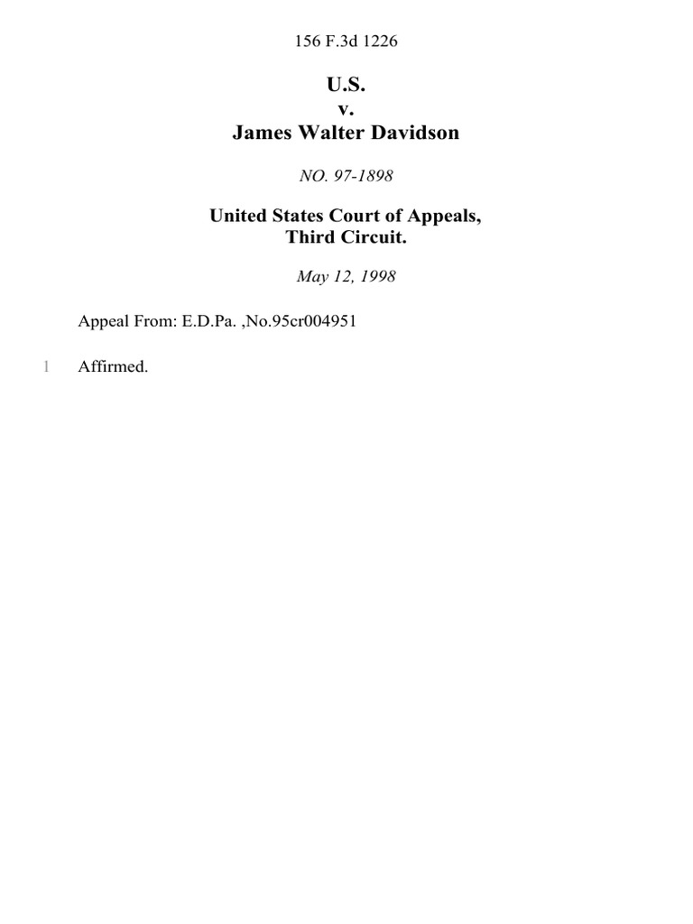 United States v. James Walter Davidson, 156 F.3d 1226, 3rd Cir. (1998 ...