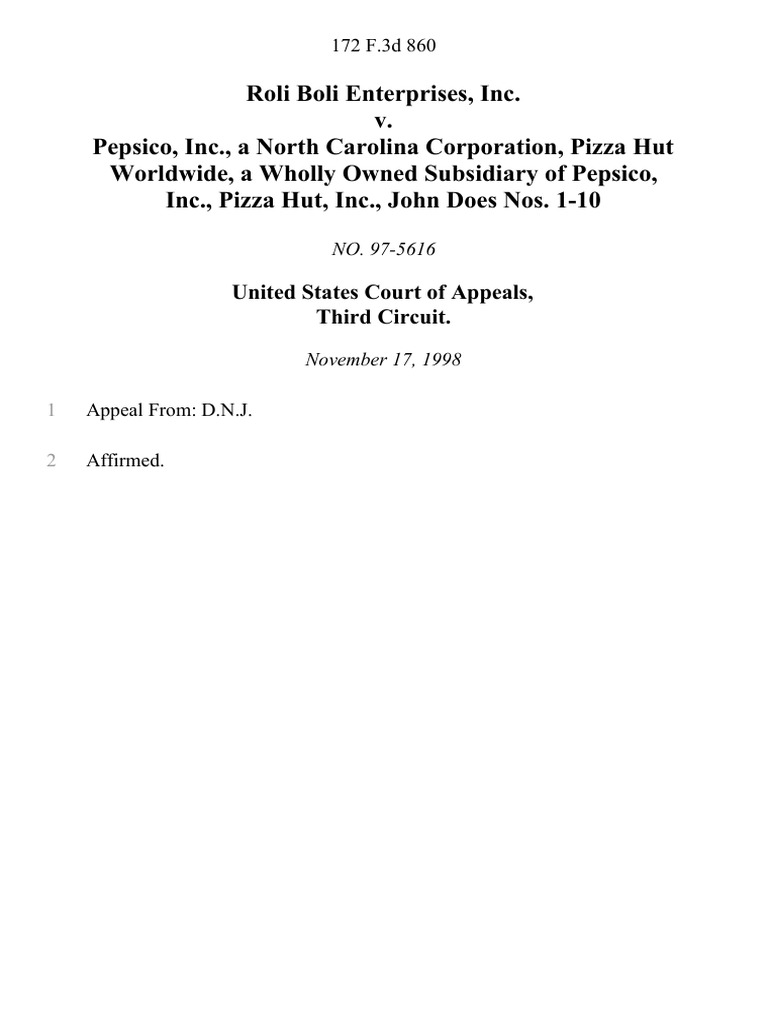 Roli Boli Enterprises, Inc. v. Pepsico, Inc., a North Carolina ...