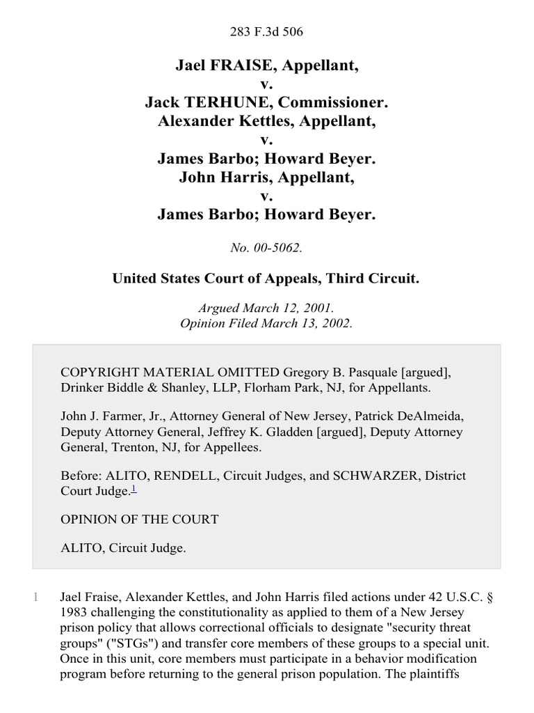 Jael Fraise v. Jack Terhune, Commissioner. Alexander Kettles v. James ...