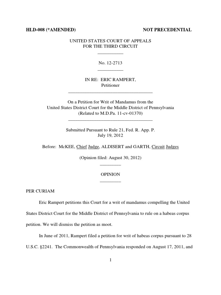 Mandamus Petition Dismissed: Rampert Case | PDF | Politics