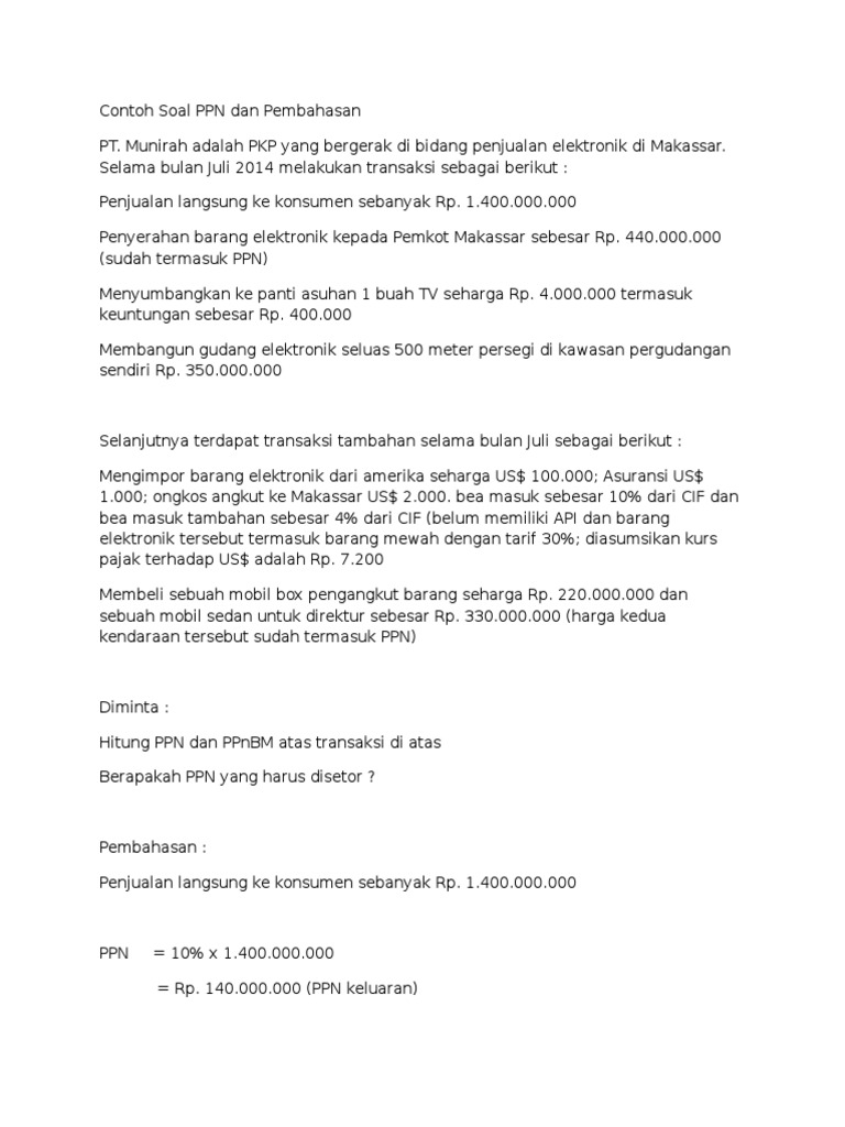 Contoh Soal PPN Dan Pembahasan | PDF