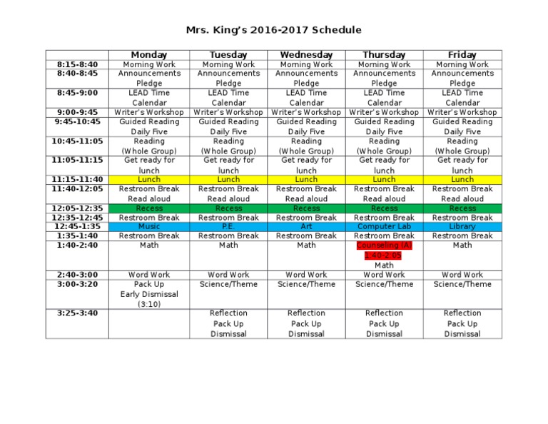16-17 Schedule | PDF