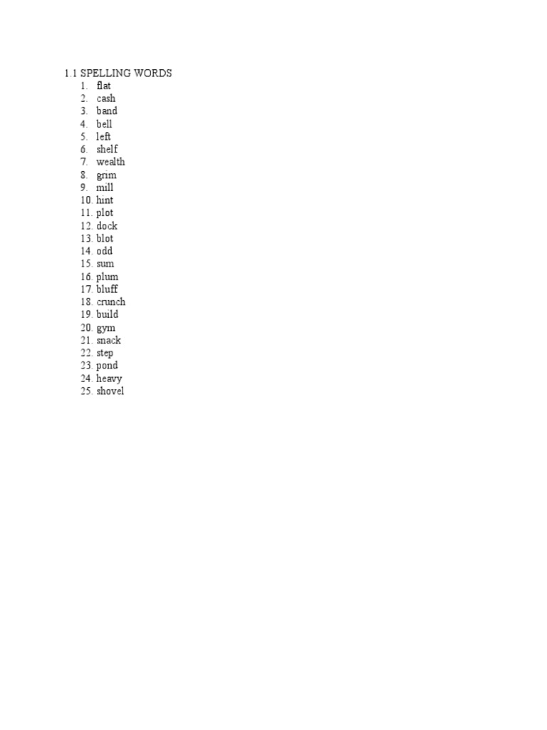Spelling Words List for Practice | PDF | Travel