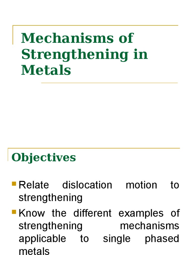 Strengthening Mechanisms in Metals | PDF | Dislocation | Deformation ...