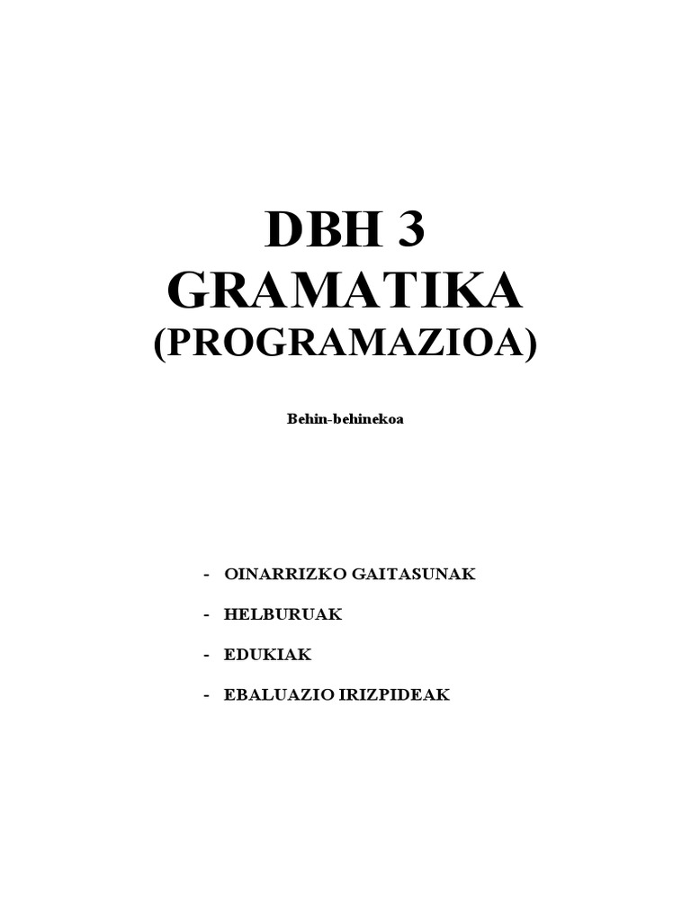 I Bai Berri Gramatika DBH 3 Programazioa | PDF