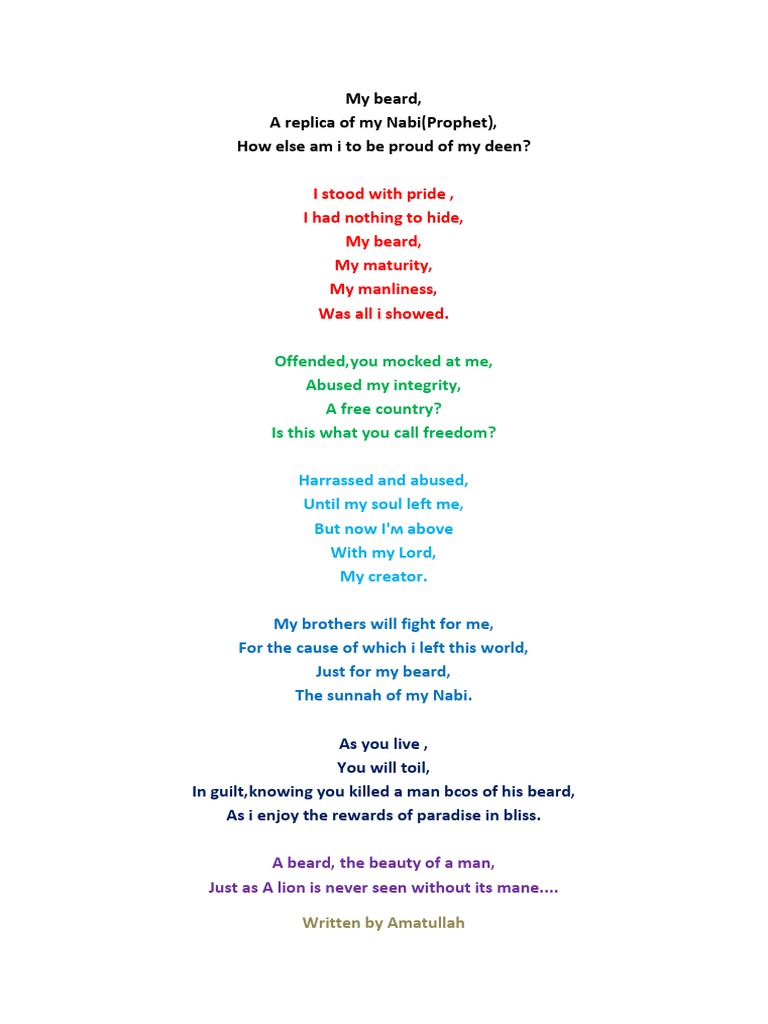 The Significance of a Beard in Faith | PDF | Poetry